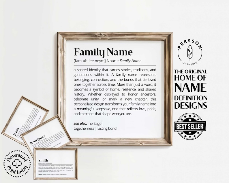 Family Name Sign | Personalized Last Name Print | Custom Family Name ...