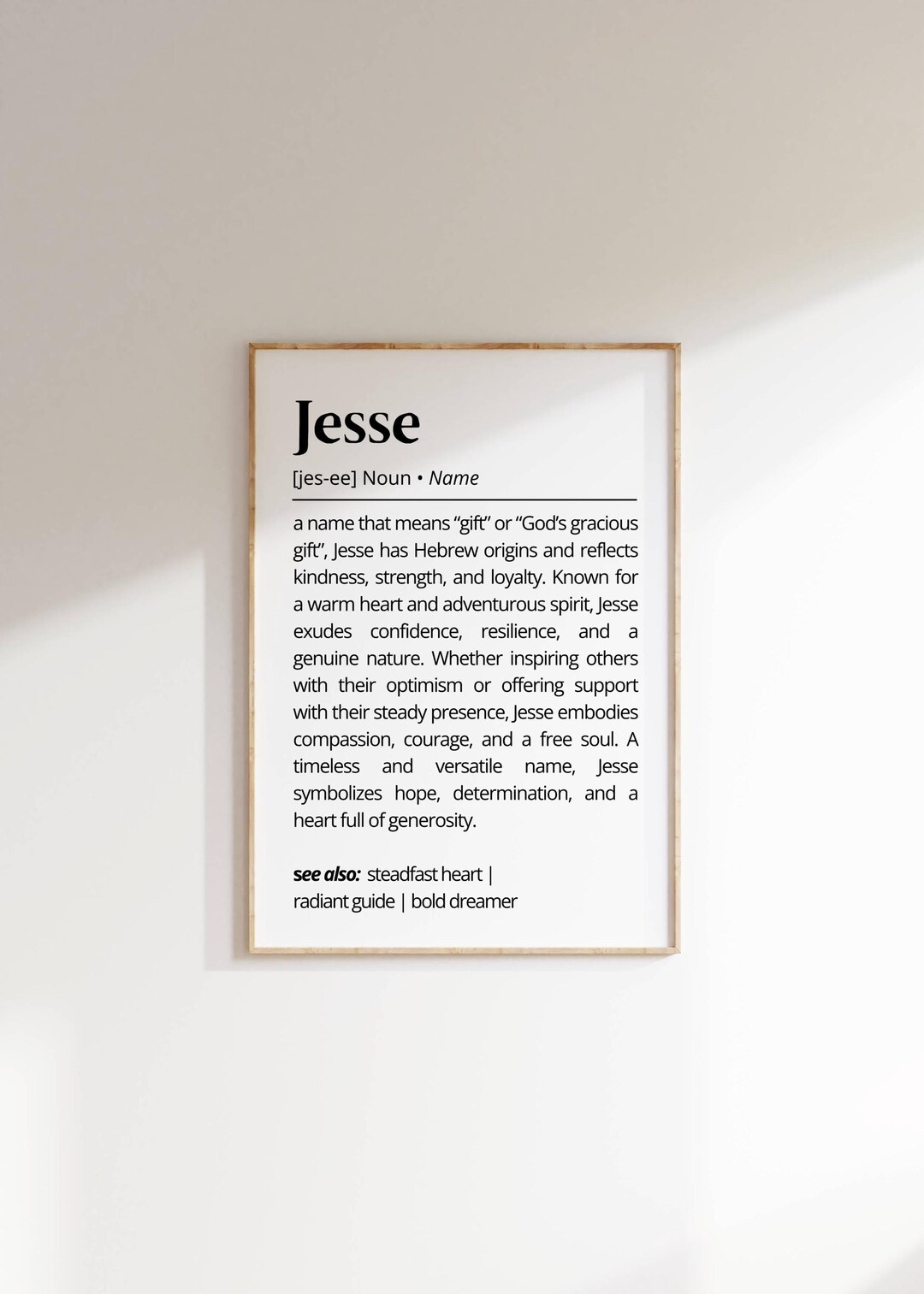 Jesse Name Meaning Printable Wall Art: Personalized Typography Gift ...