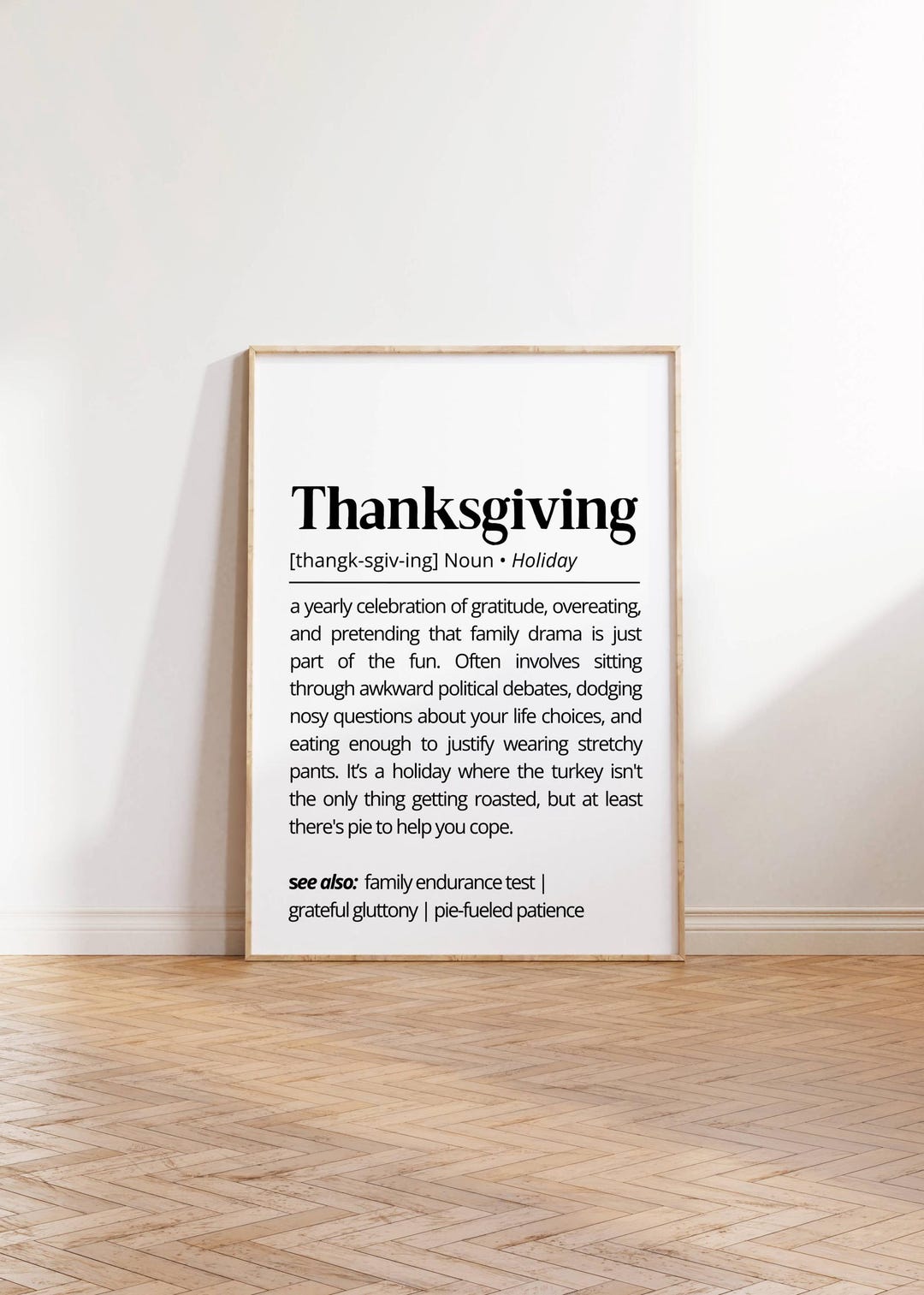 Thanksgiving Definition Wall Art Printable Humor Holiday Decor Funny ...
