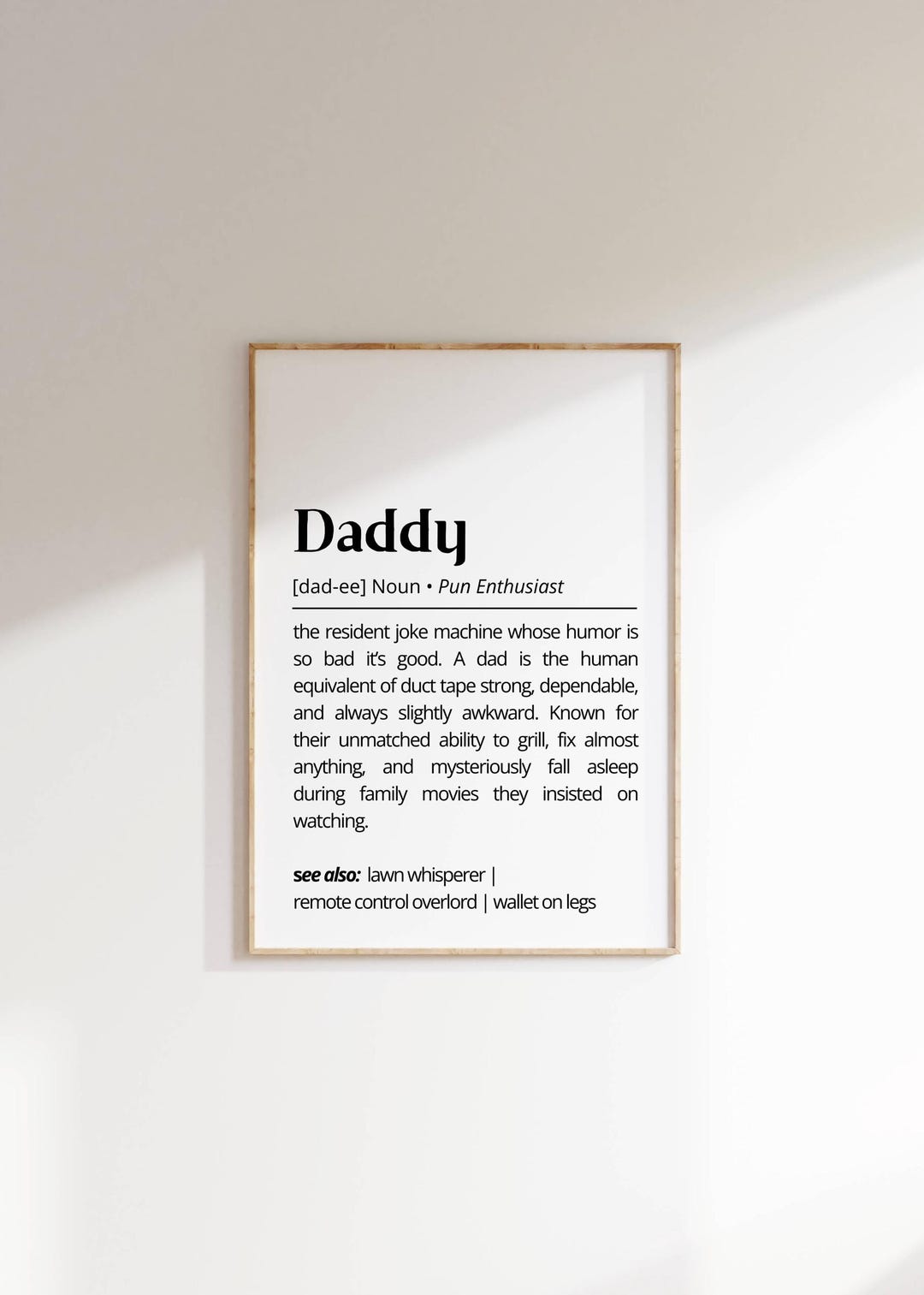 Daddy Definition Wall Art Warm Funny Printable Poster Gift for Dad ...