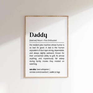 Daddy Definition Wall Art Warm Funny Printable Poster Gift for Dad ...