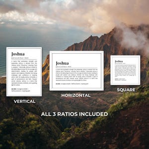 Joshua Name Meaning Print: Modern Minimalist Wall Art (digital Download ...