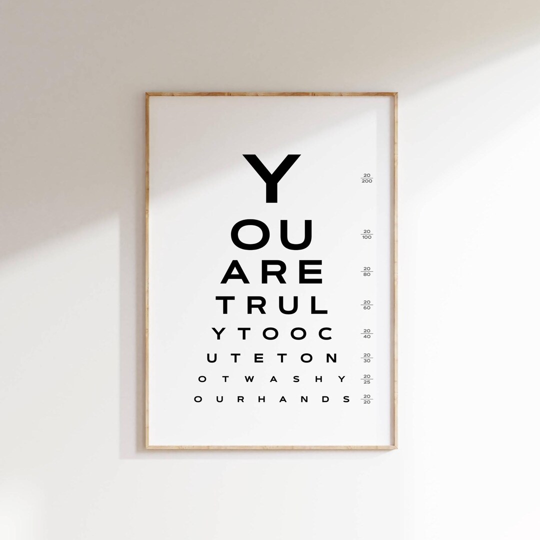 Funny Bathroom Eye Chart Wall Art Wash Your Hands Bathroom Humor ...