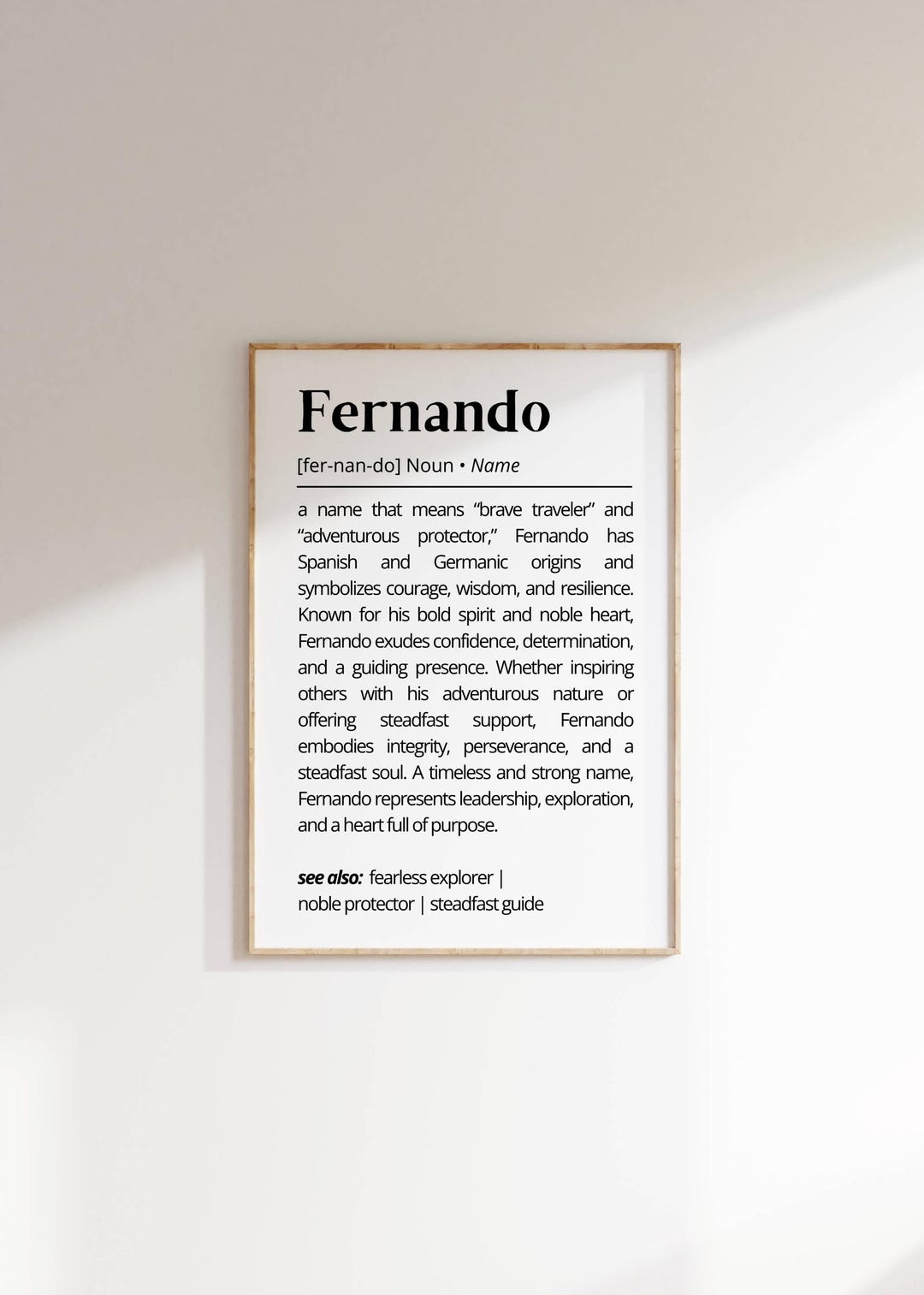 Fernando Name Meaning Print | Personalized Gift | Nursery Wall Art ...