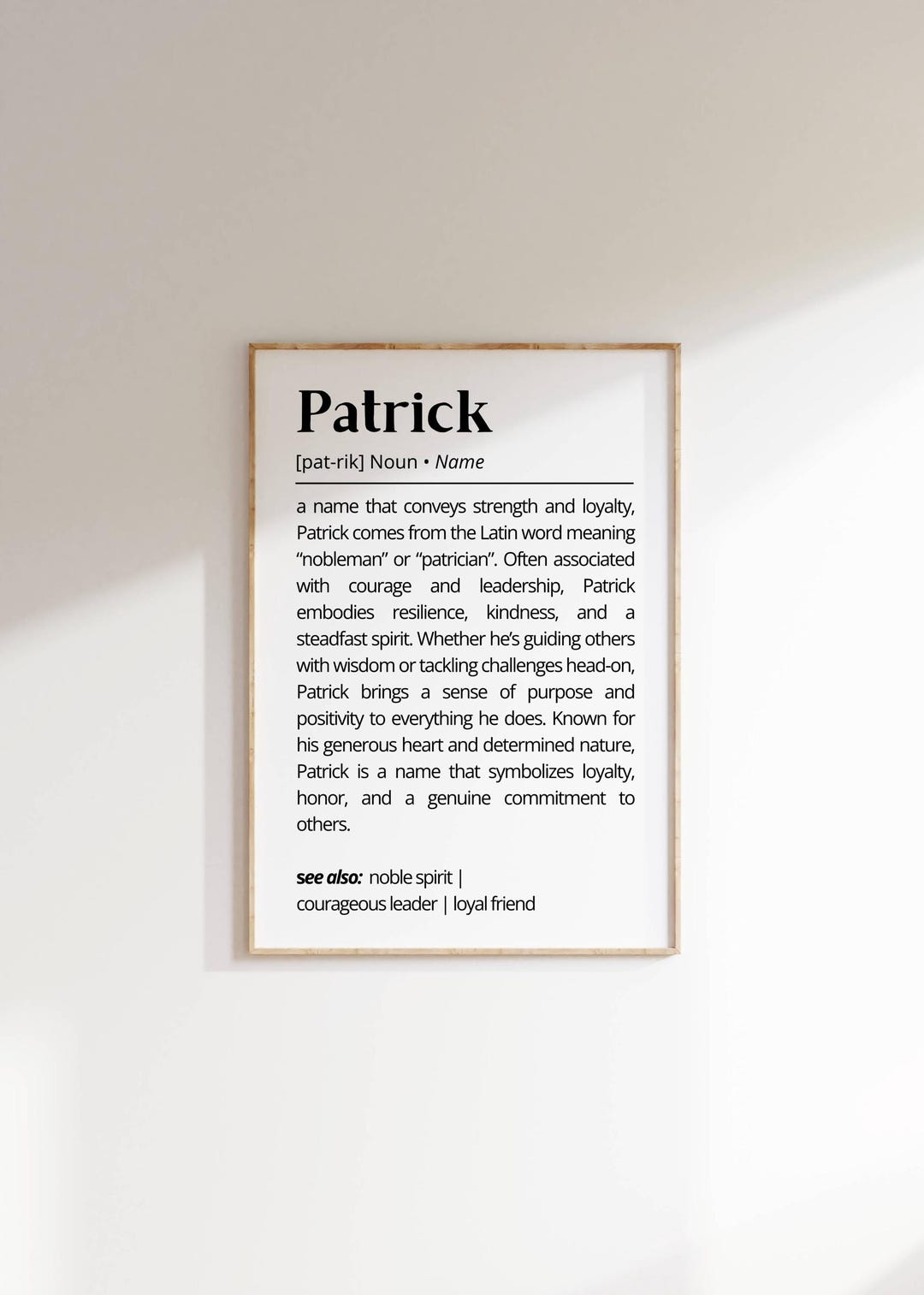 Patrick Name Definition Wall Art Personalized Printable Name Meaning ...