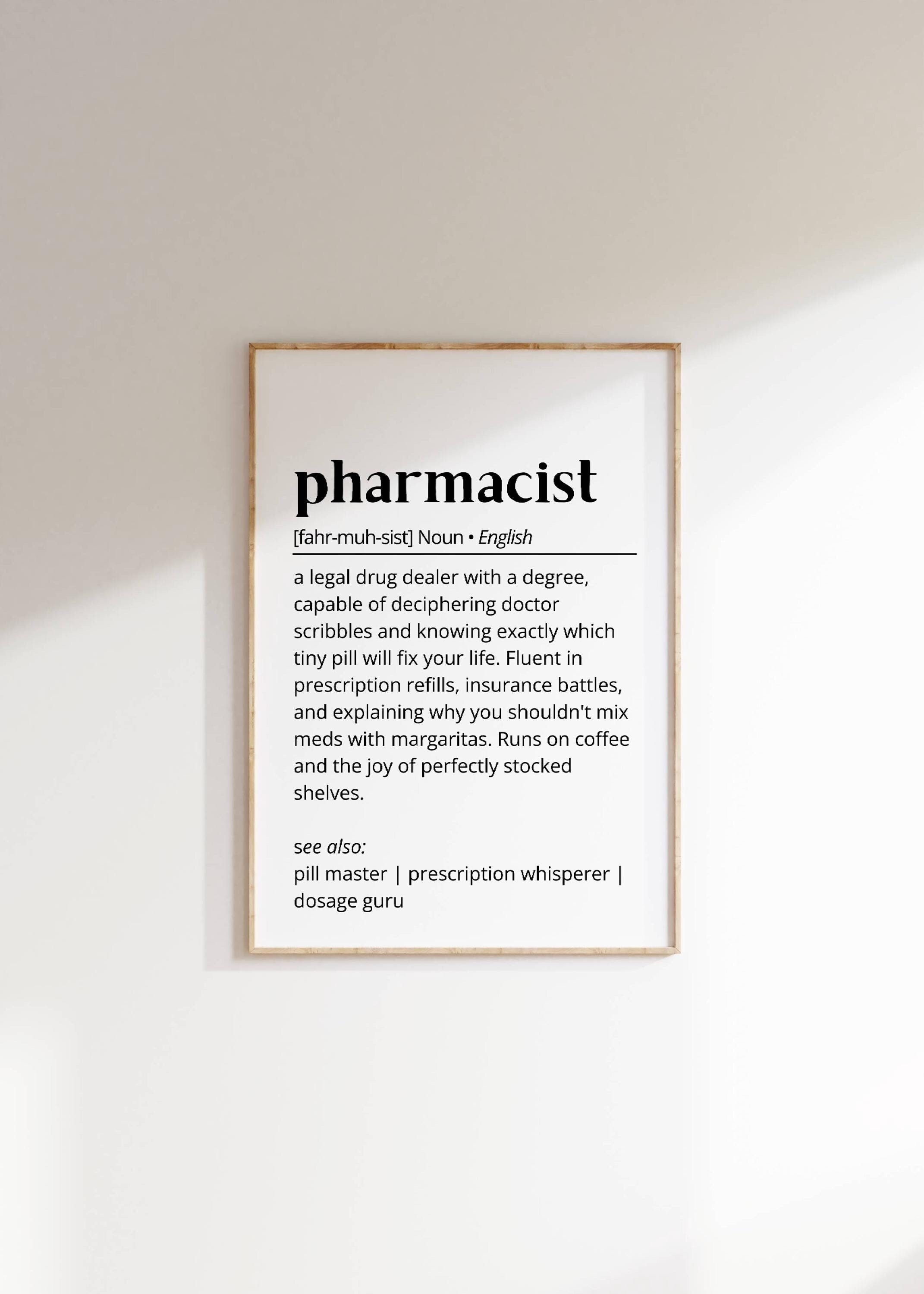 Pharmacist Definition Wall Art Prescription Humor Printable Pharmacist ...