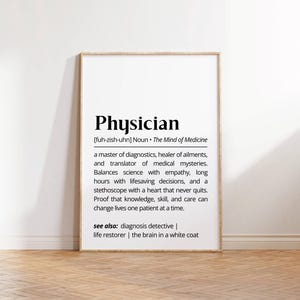 Physician Definition Print: Doctor Gift, Medical Office Decor (digital ...