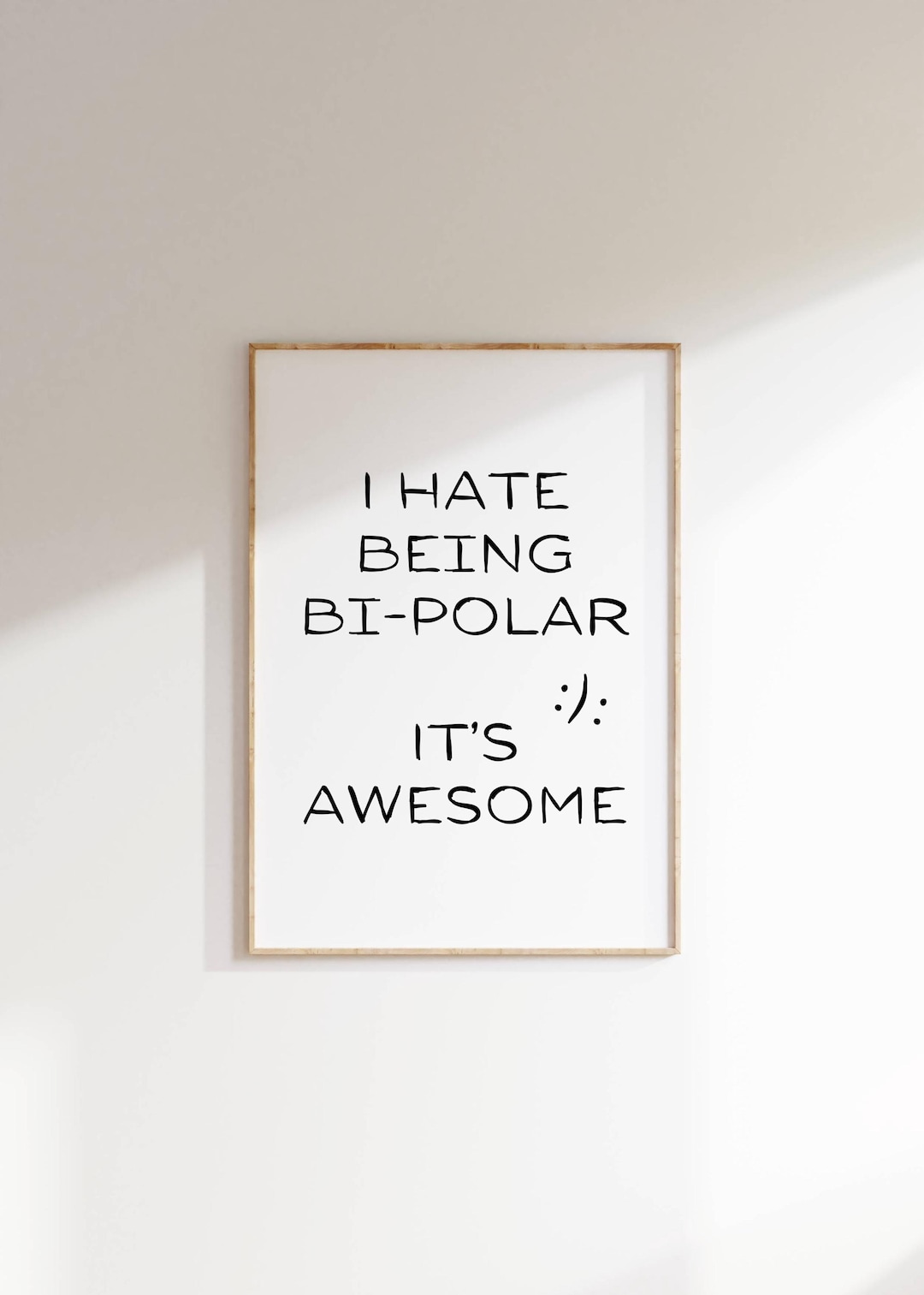 Funny Mental Health Poster Bipolar Quote Print Sarcastic Gift for Him ...