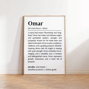 Omar Name Definition Wall Art Personalized Name Meaning Gift Minimalist ...