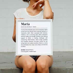 Maria Name Definition Wall Art Personalized Gift Printable Unique ...