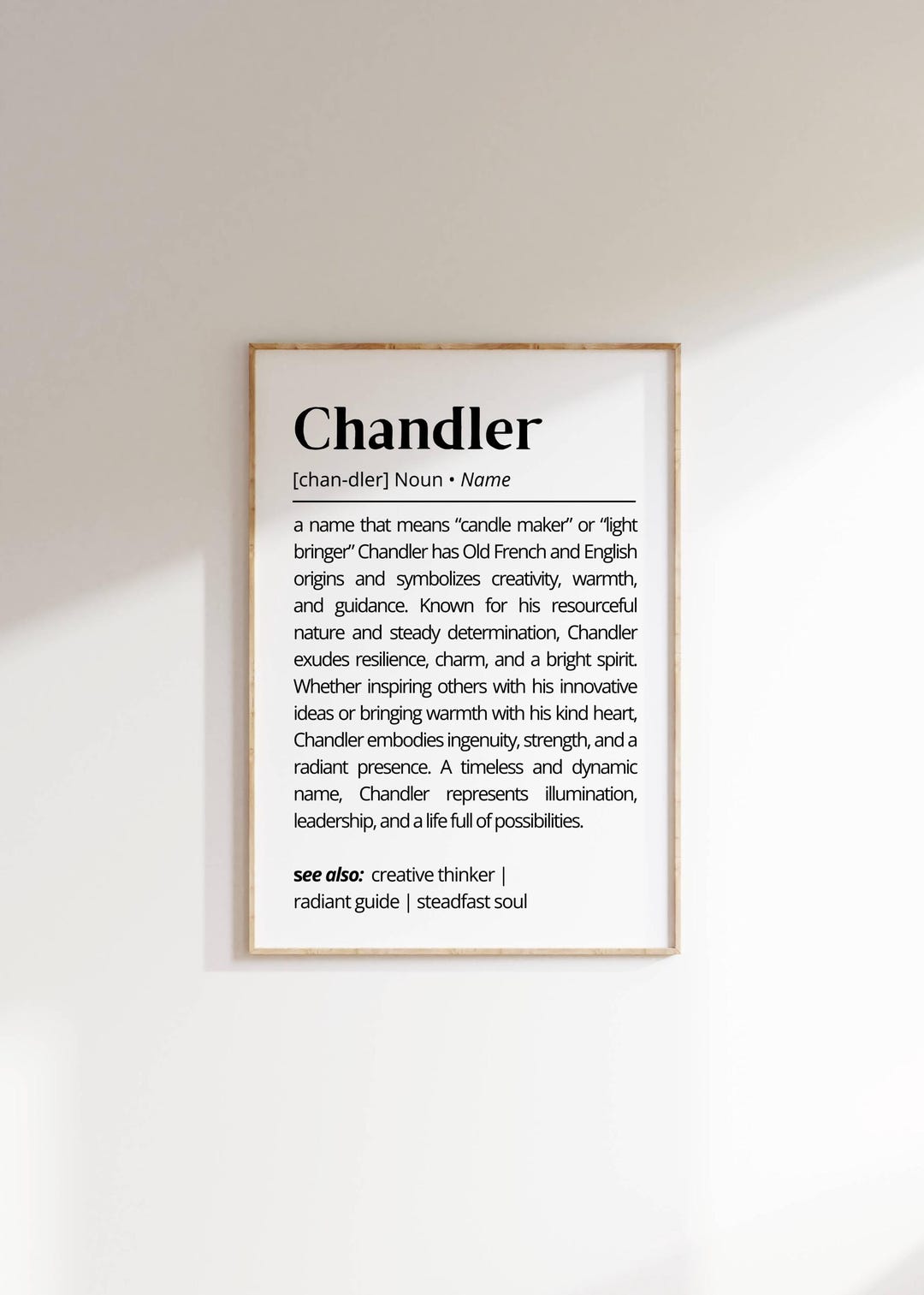 Chandler Name Definition Wall Art Personalized Name Meaning Minimalist ...