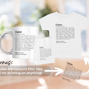 Elaine Name Definition Wall Art Personalized Name Meaning Poster ...