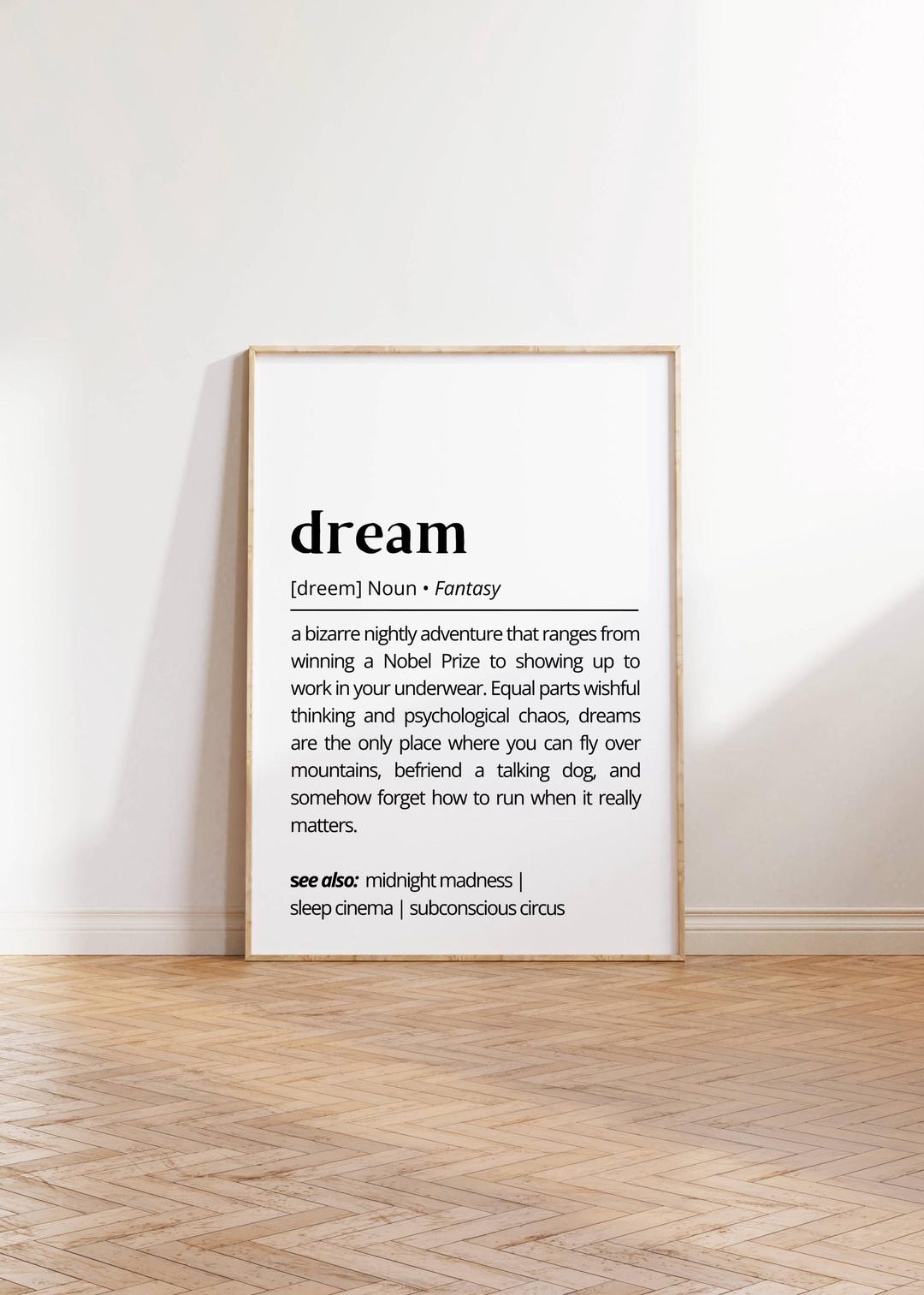 Dream Definition Wall Art Printable Funny Bedroom Decor Sleep-inspired ...