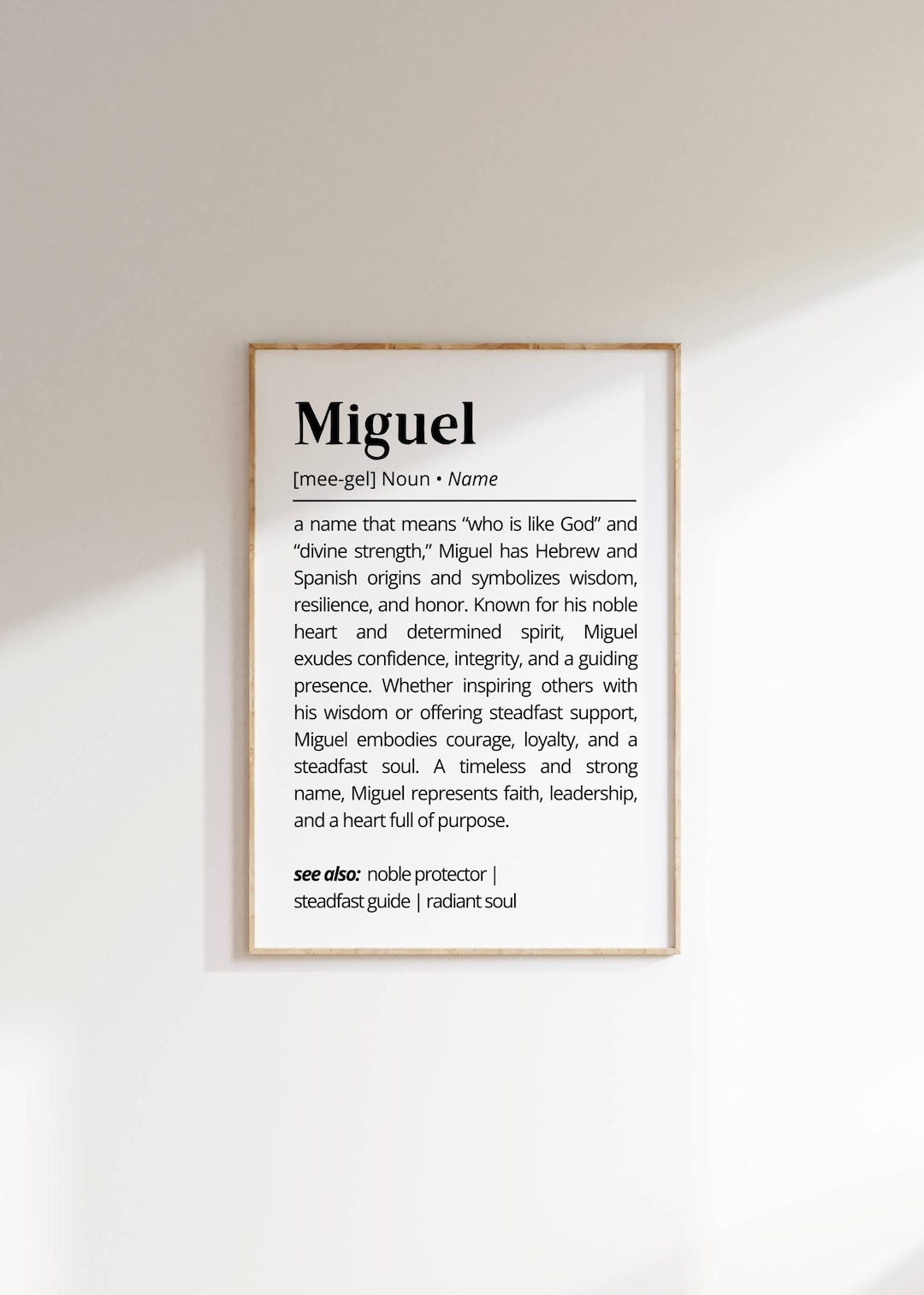 Miguel Name Meaning Print | Personalized Gift | Nursery Wall Art ...