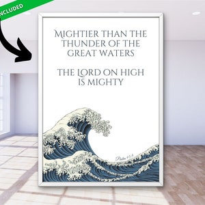 Ocean Wave Christian Wall Art: Psalm 93 Scripture Print (digital ...