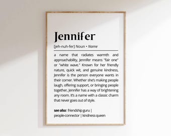 Jennifer Name Meaning Printable Wall Art,custom Name Meaning,gift for ...