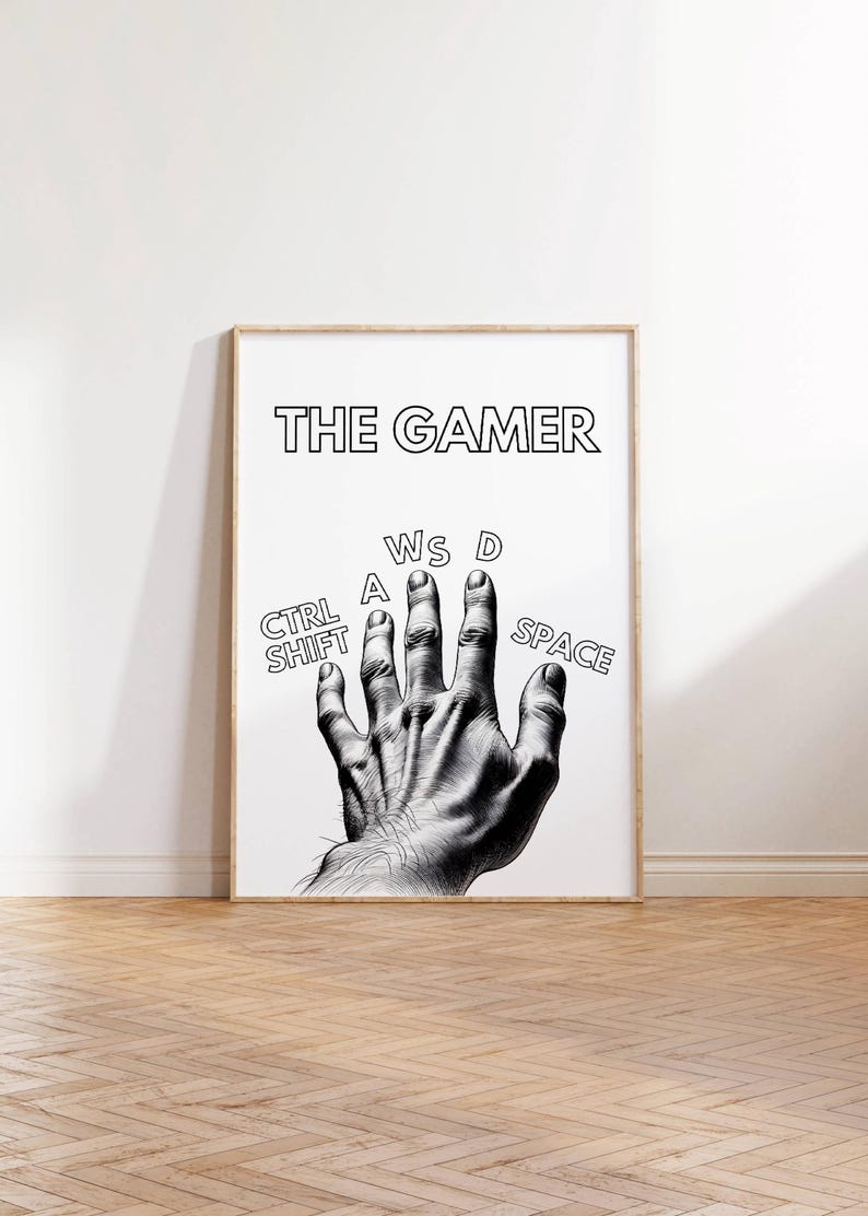 Gamer Hand Illustration Poster: WSAD Keys Gaming Art (digital Download ...