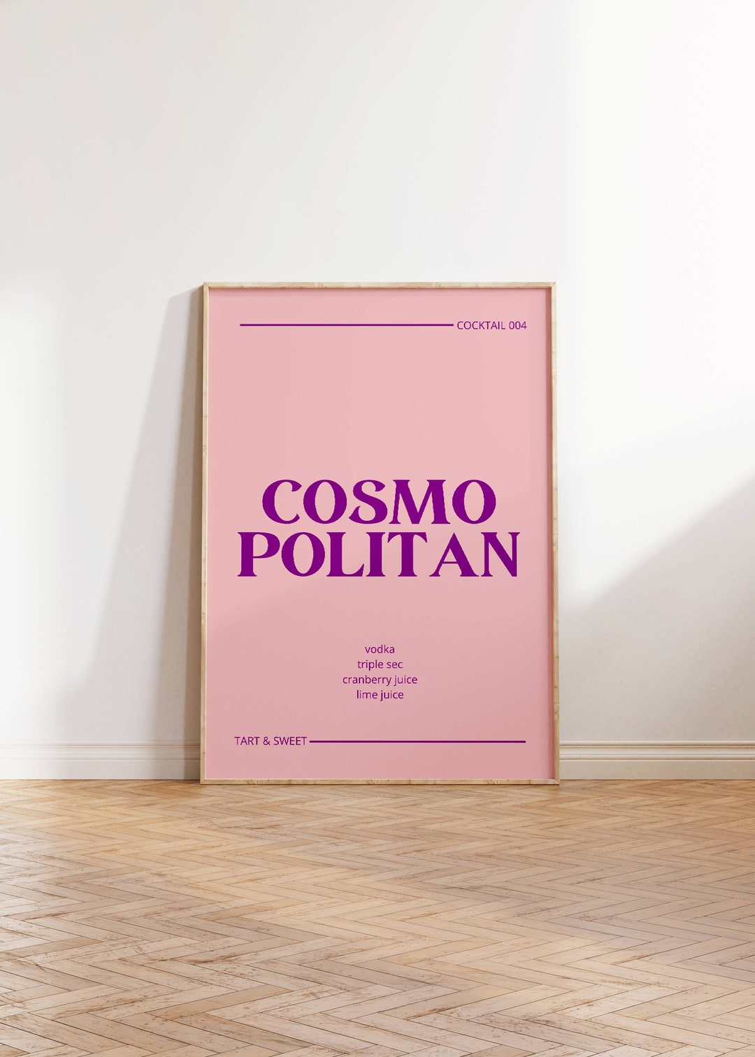 Chic Cosmopolitan Cocktail Art Cosmo Recipe Print Kitchen and Bar Decor ...