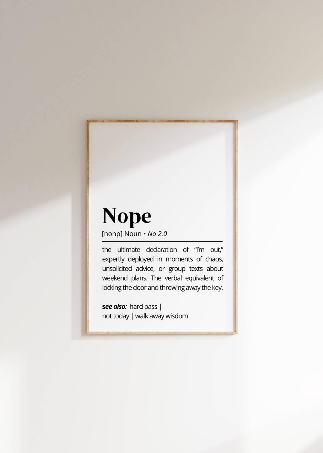 Nope Definition Print: Funny Minimalist Typography Poster (digital ...