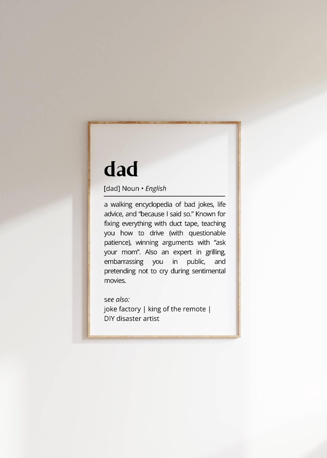 Funny Dad Definition Wall Art Humorous Printable for Fathers Day Gift ...