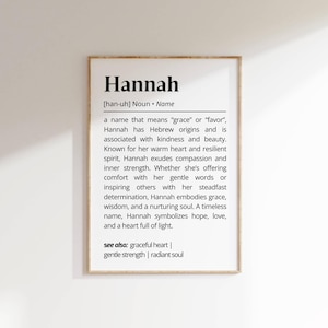 Hannah Name Meaning Print: Personalized Typography Wall Art (digital ...