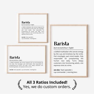 Barista Definition Printable Wall Art Coffee Lover Gift for Her Funny ...