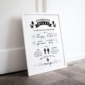 Set of 3 Funny Bathroom Themed Posters Humorous Restroom Wall Art Decor ...