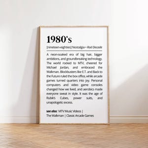 1980s Nostalgia Definition Art: Retro Printable (digital Download) - Etsy