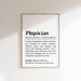 Physician Definition Print: Doctor Gift, Medical Office Decor (digital ...