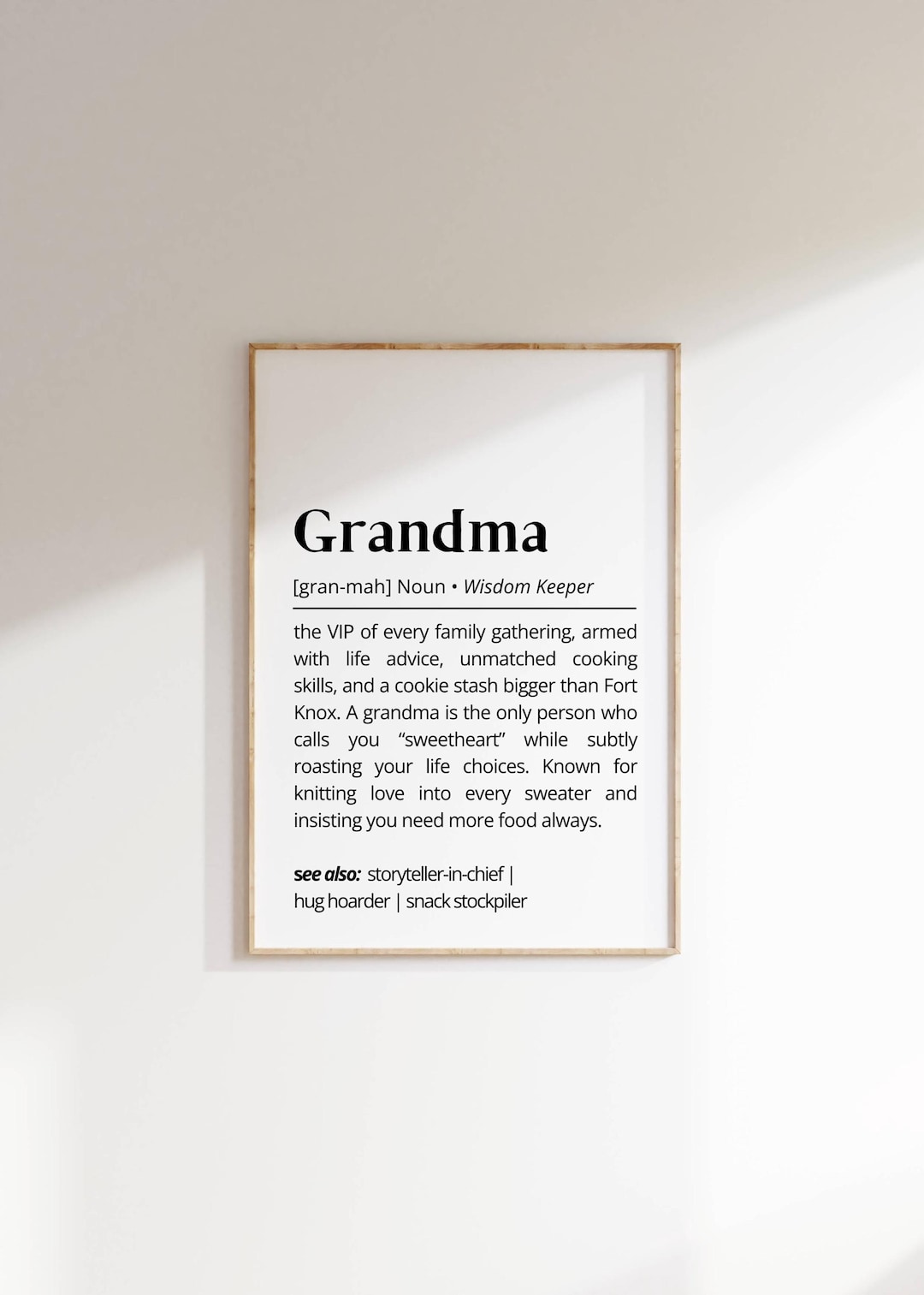 Grandma Definition Wall Art Warm & Funny Printable Poster Personalized ...