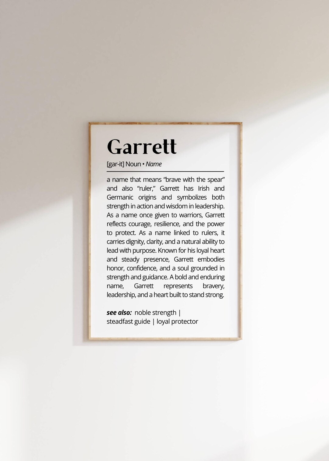 Garrett Name Meaning Print | Personalized Gift | Nursery Wall Art ...
