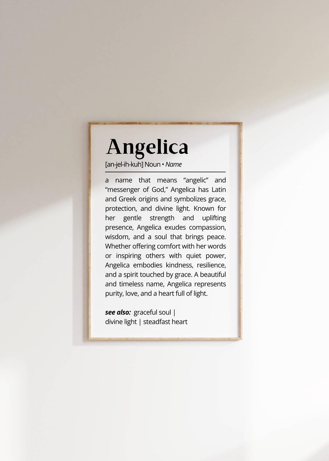 Angelica Name Meaning Print: Minimalist Typography, Nursery Decor ...