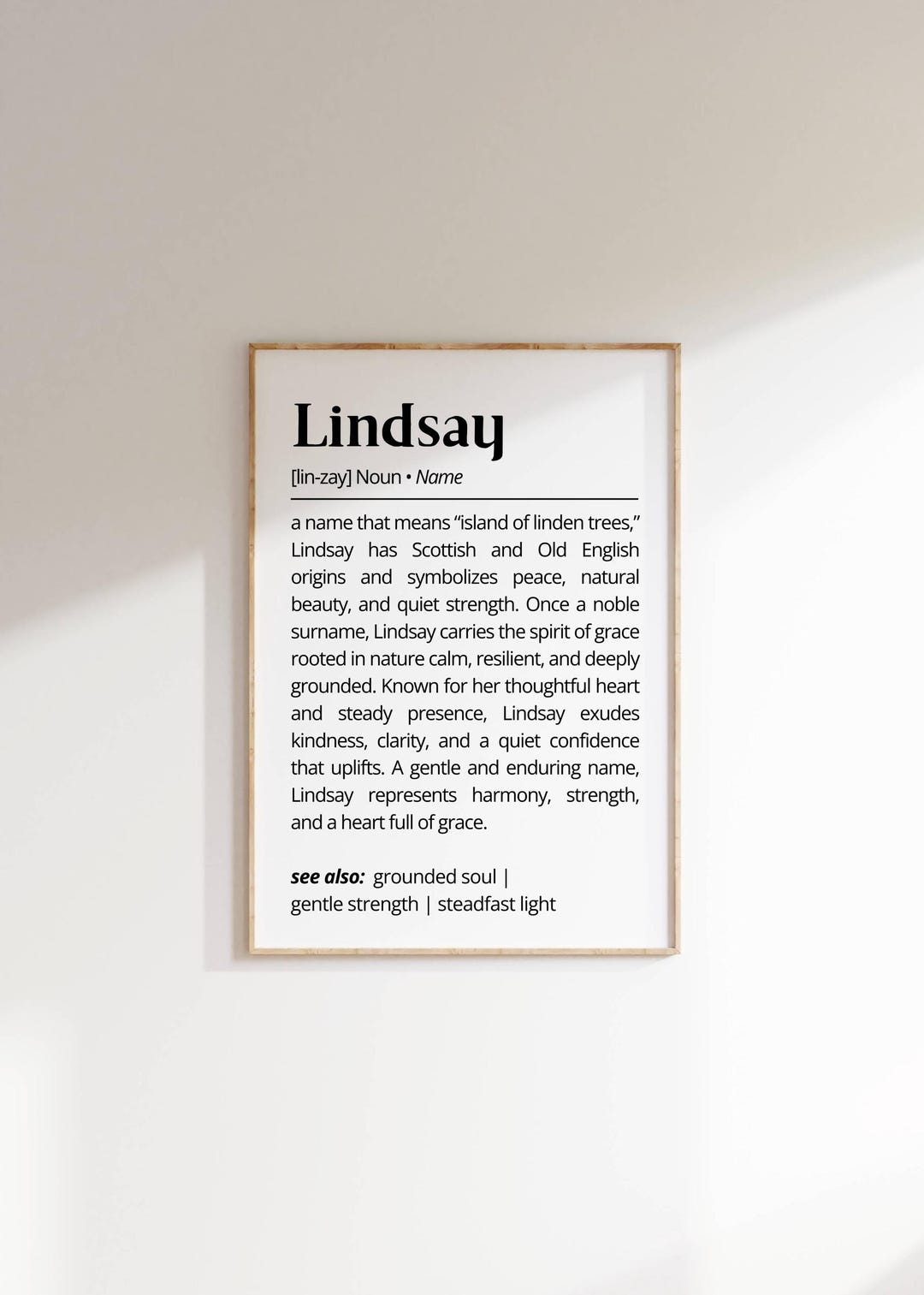 Lindsay Name Definition Wall Art Personalized Name Meaning Gift for Her Minimalist Typography ...