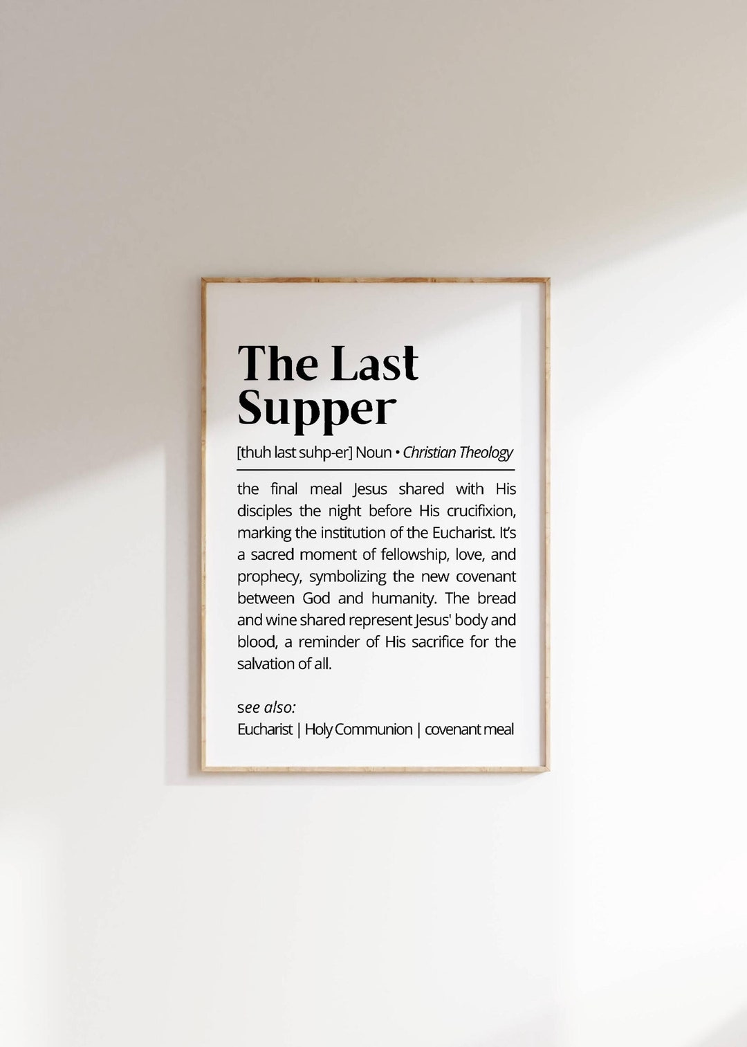 The Last Supper Definition Wall Art Sacred Fellowship Inspirational ...