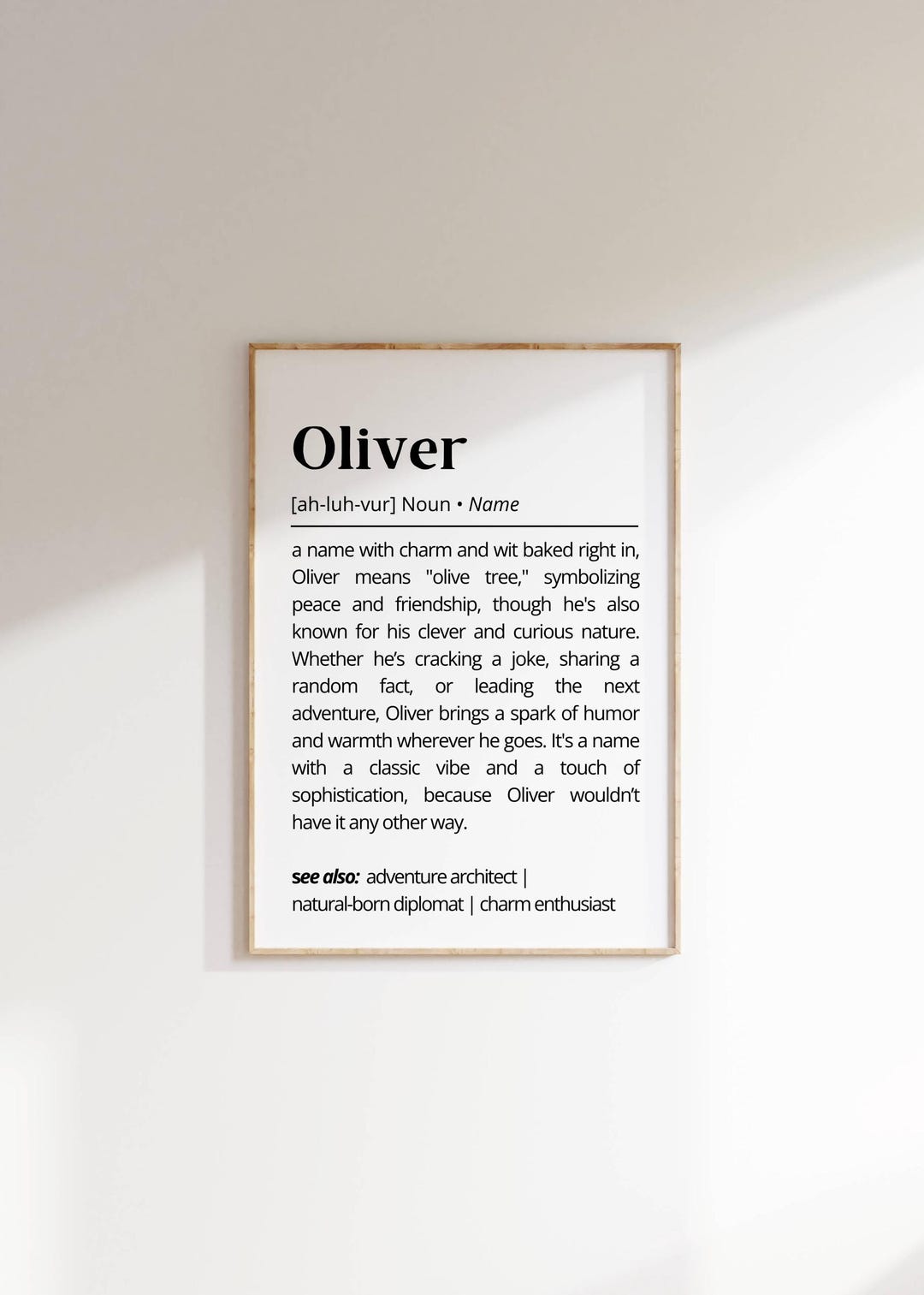 Oliver Name Definition Wall Art Boy Nursery Decor Personalized Name ...