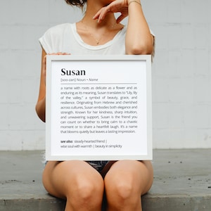 Susan Name Definition Wall Art Lily of the Valley Name Meaning Print Personalized Name Poster ...