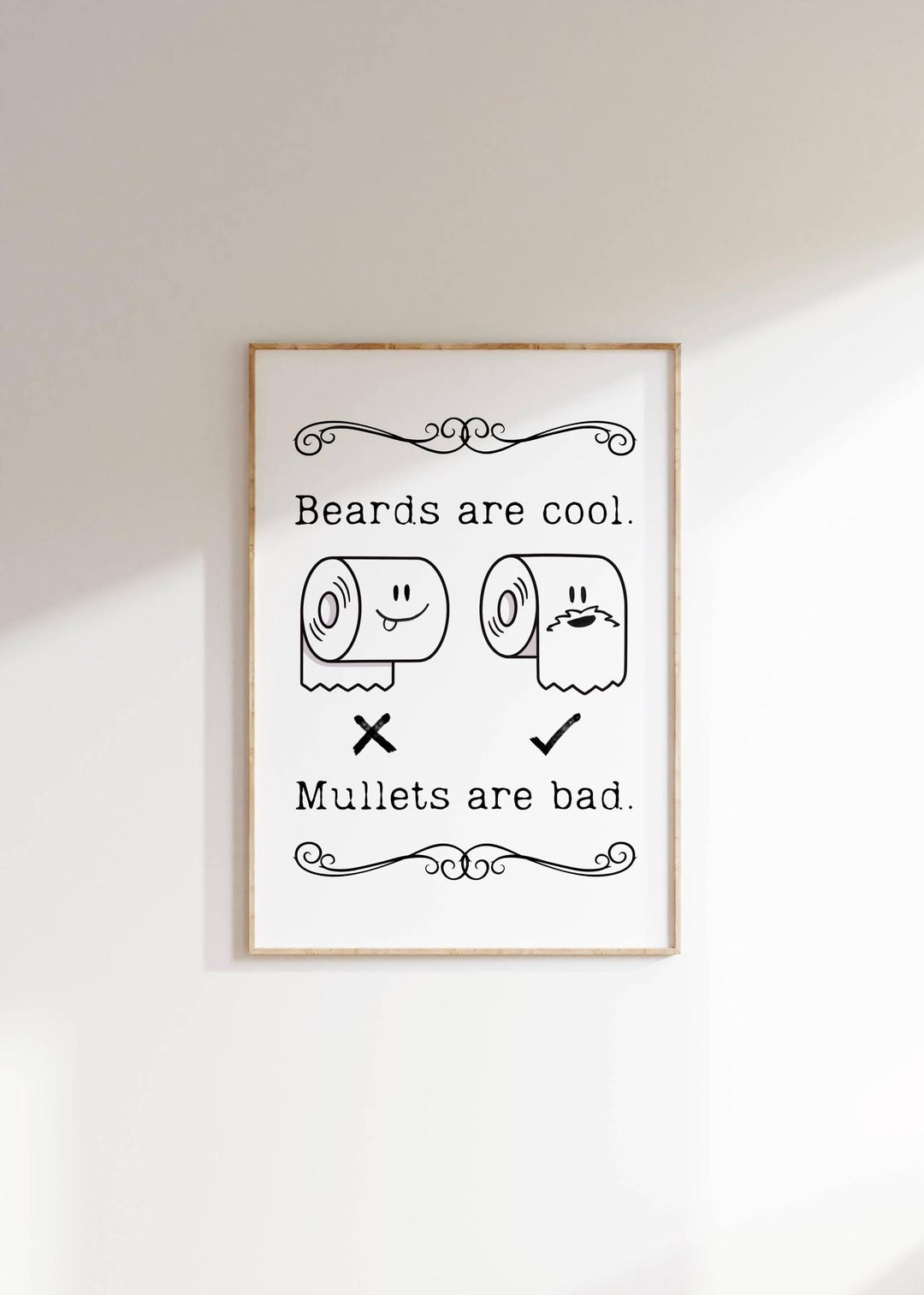 Funny Beards Vs Mullets Toilet Paper Sign - Bathroom Humor Art (digital ...