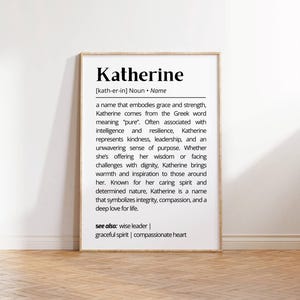 Katherine Name Meaning Print | Personalized Gift | Nursery Wall Art ...