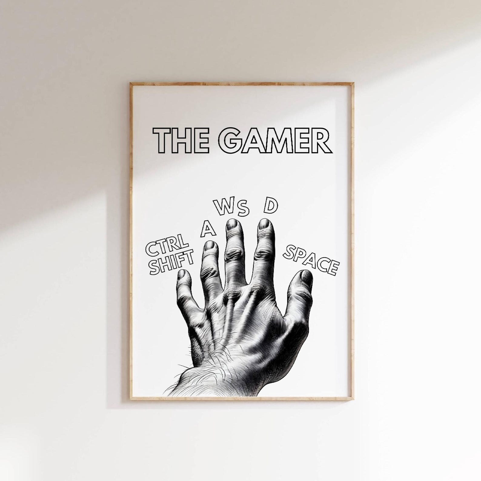 Gamer Hand Illustration Poster: WSAD Keys Gaming Art (digital Download ...
