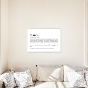 Karen Name Definition Wall Art Personalized Inspirational Name Meaning ...