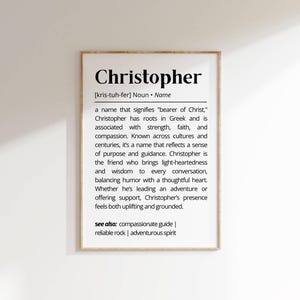 Christopher Name Definition Wall Art Inspirational Name Meaning Poster ...