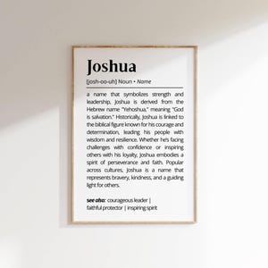 Joshua Name Meaning Print: Modern Minimalist Wall Art (digital Download ...