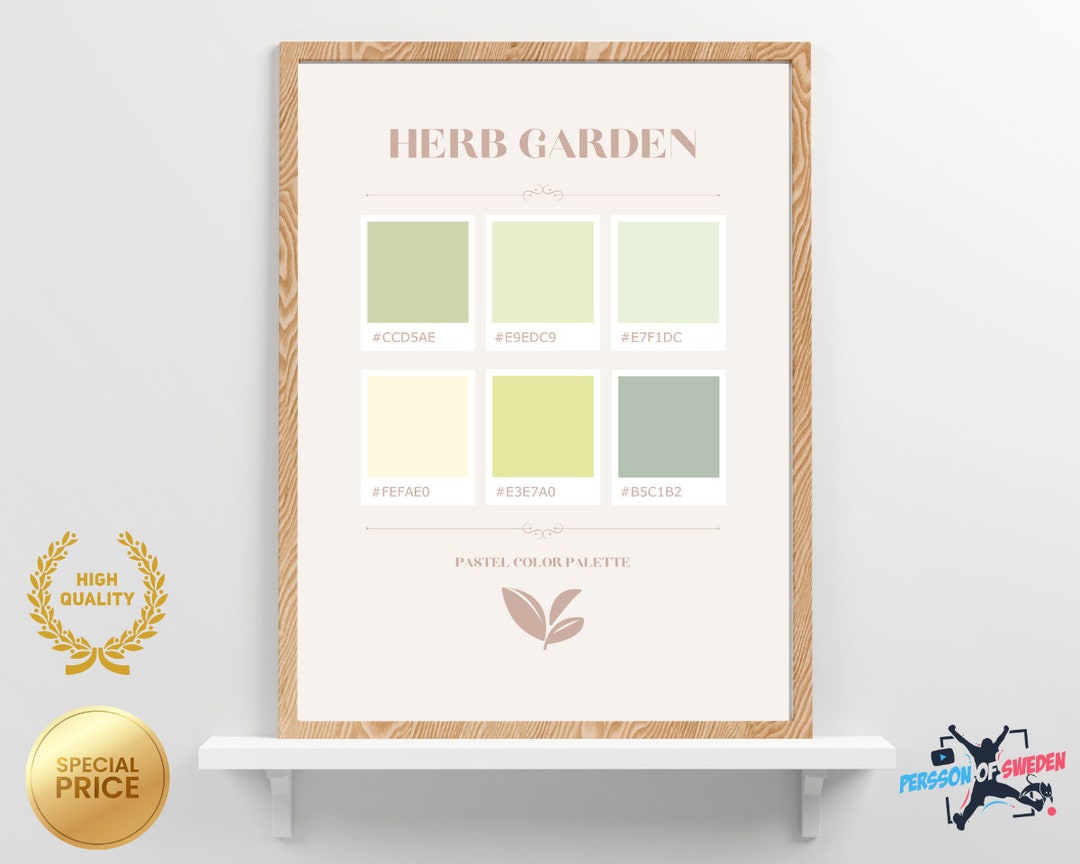 Herb Garden Pastel Palette Prints, Soothing Art Posters, Digital ...