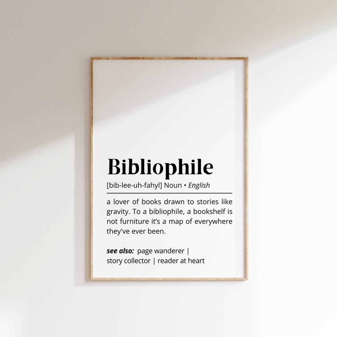 Bibliophile Definition Print Book Lover Wall Art Gift Typography Literary Decor for Readers ...