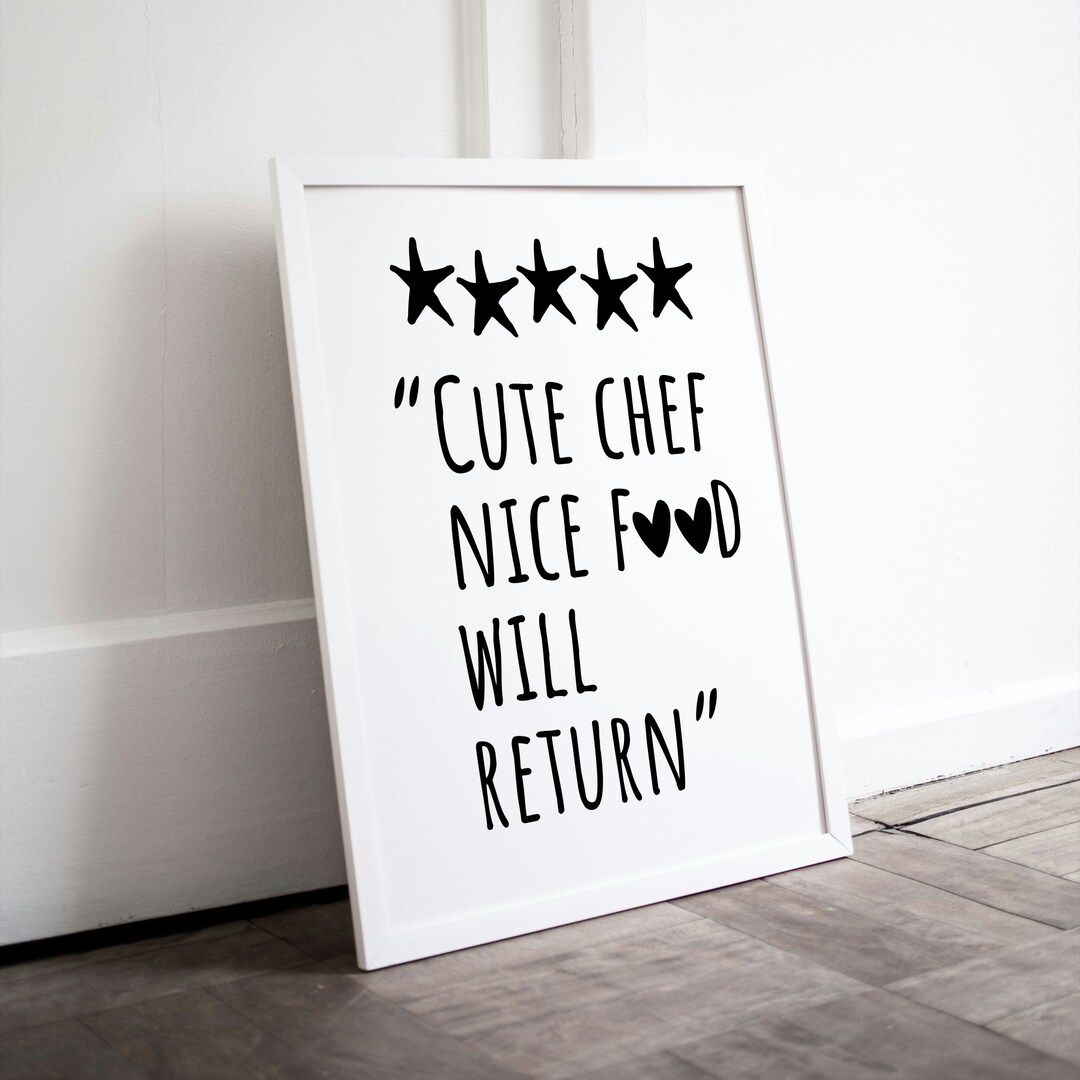 Foodie Captions Kitchen Art Print: Funny Five Star Review (digital ...
