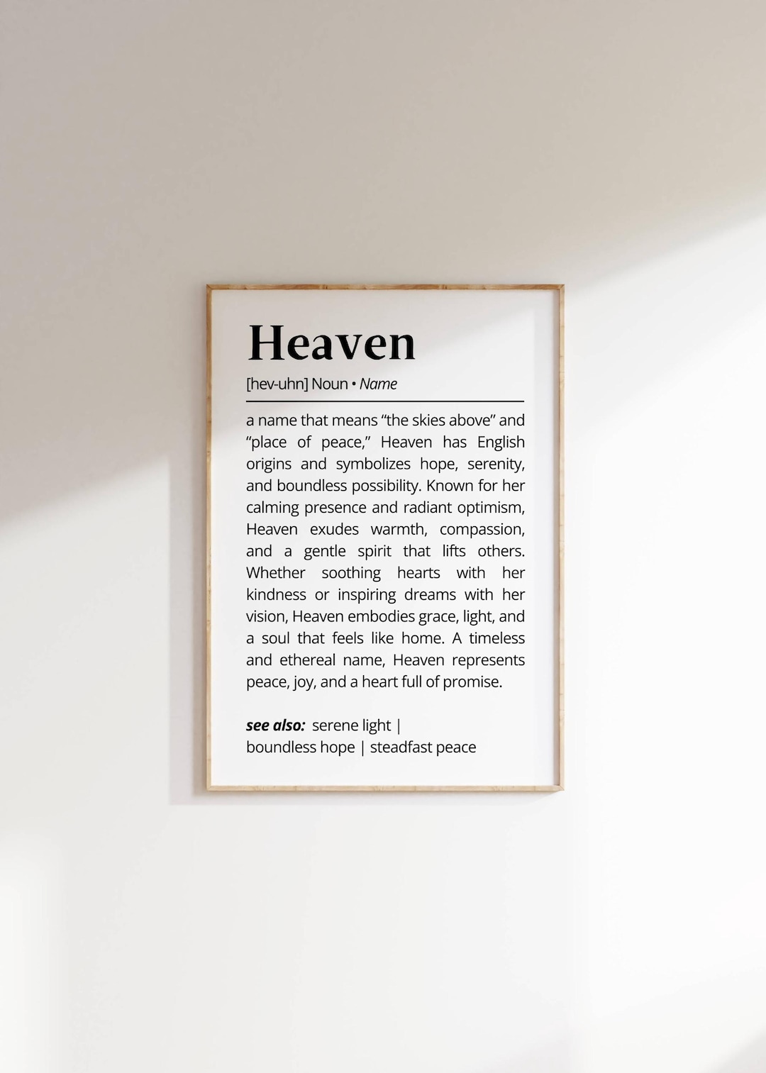 Heaven Name Definition Wall Art Personalized Name Meaning Gift for Her ...