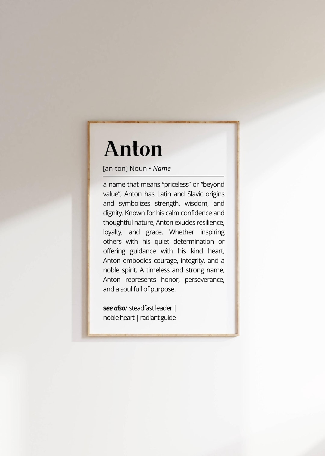 Anton Name Definition Print: Personalized Typography Wall Art (digital ...