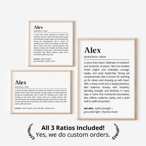Alex Name Definition Wall Art Personalized Name Meaning Gift Minimalist ...