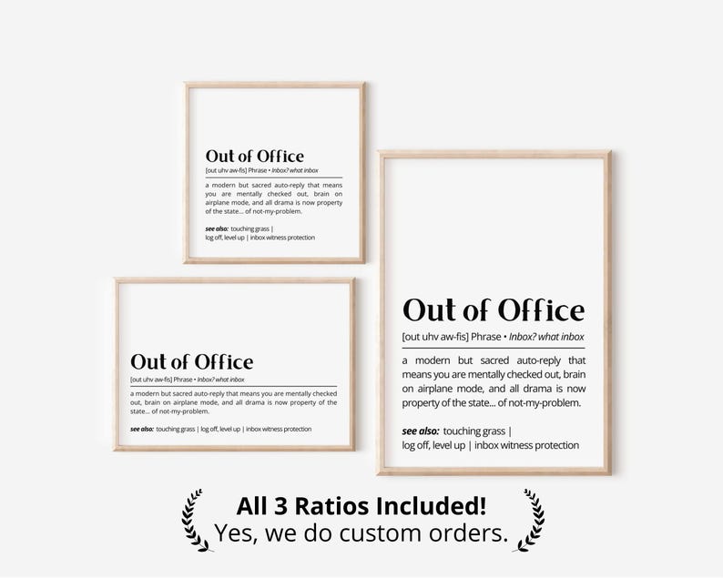 Out of Office Definition Print: Funny Minimalist Home Office Decor ...