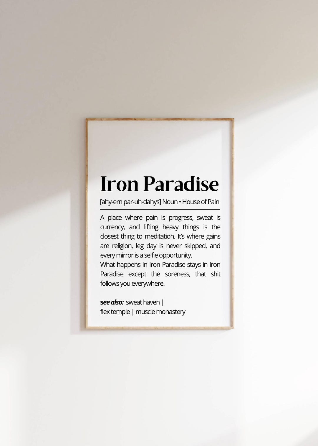 Iron Paradise Definition Print: Funny Gym Wall Art (digital Download ...